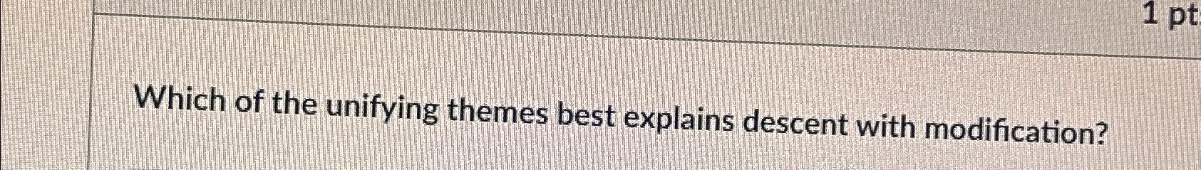 Solved Which of the unifying themes best explains descent | Chegg.com