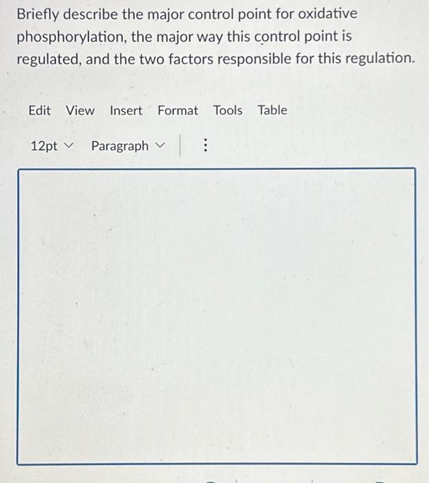 Solved Briefly describe the major control point for | Chegg.com