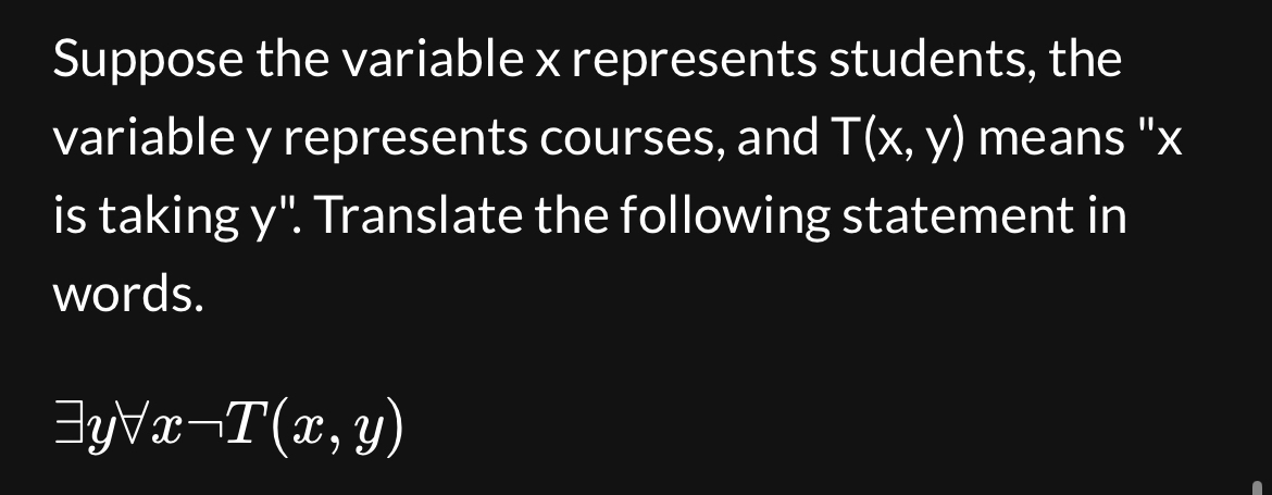 Solved Suppose the variable x ﻿represents students, the | Chegg.com
