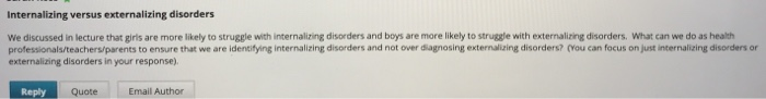 Solved Internalizing versus externalizing disorders We | Chegg.com