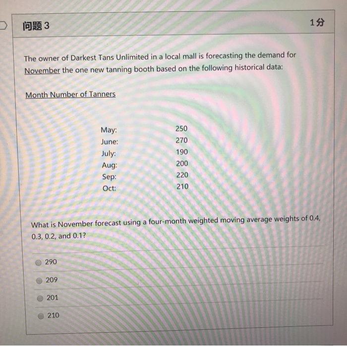 Solved 1 19 Which Of The Following Forecasting Methodologies