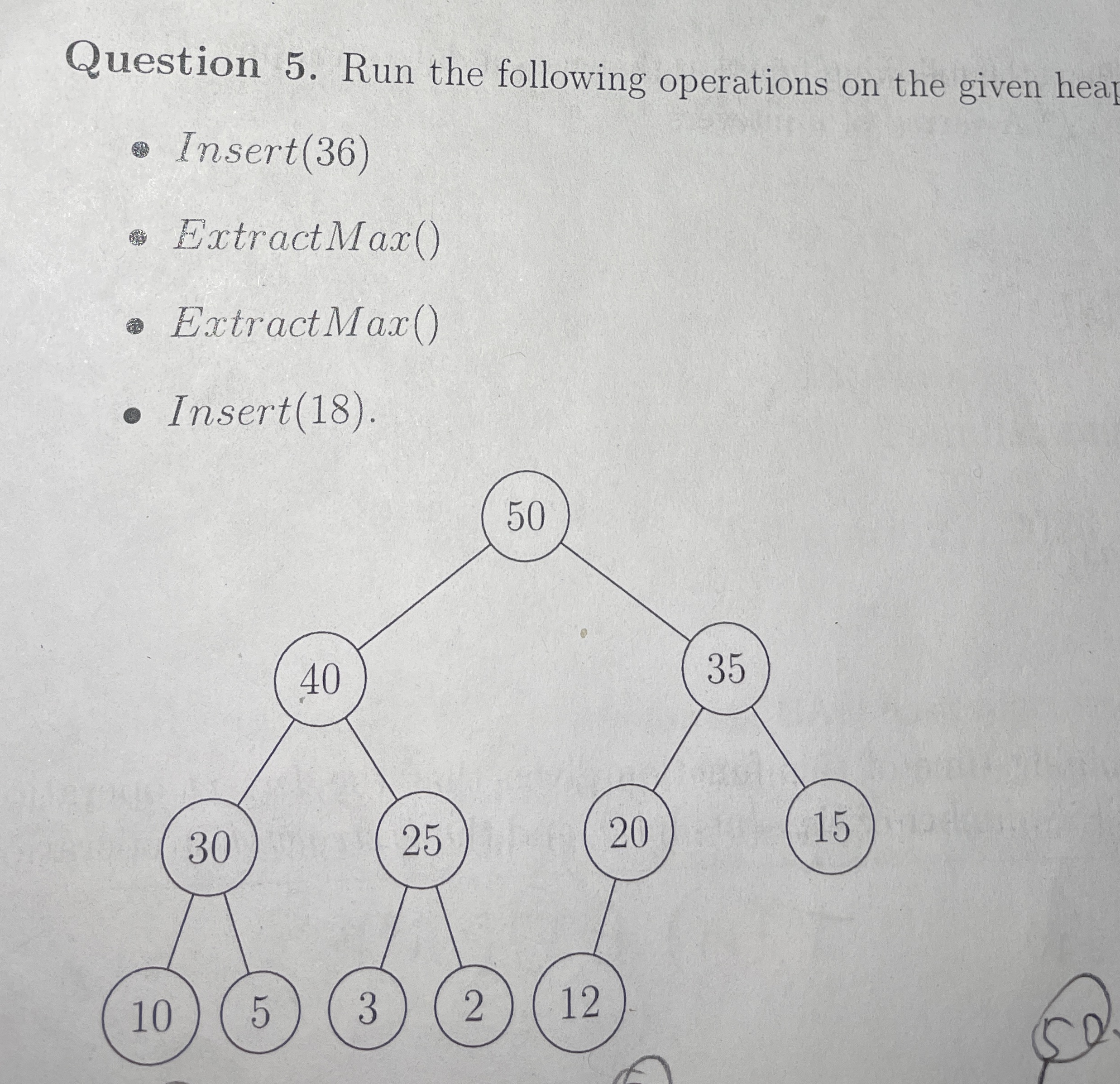 Solved Question 5. ﻿Run the following operations on the | Chegg.com