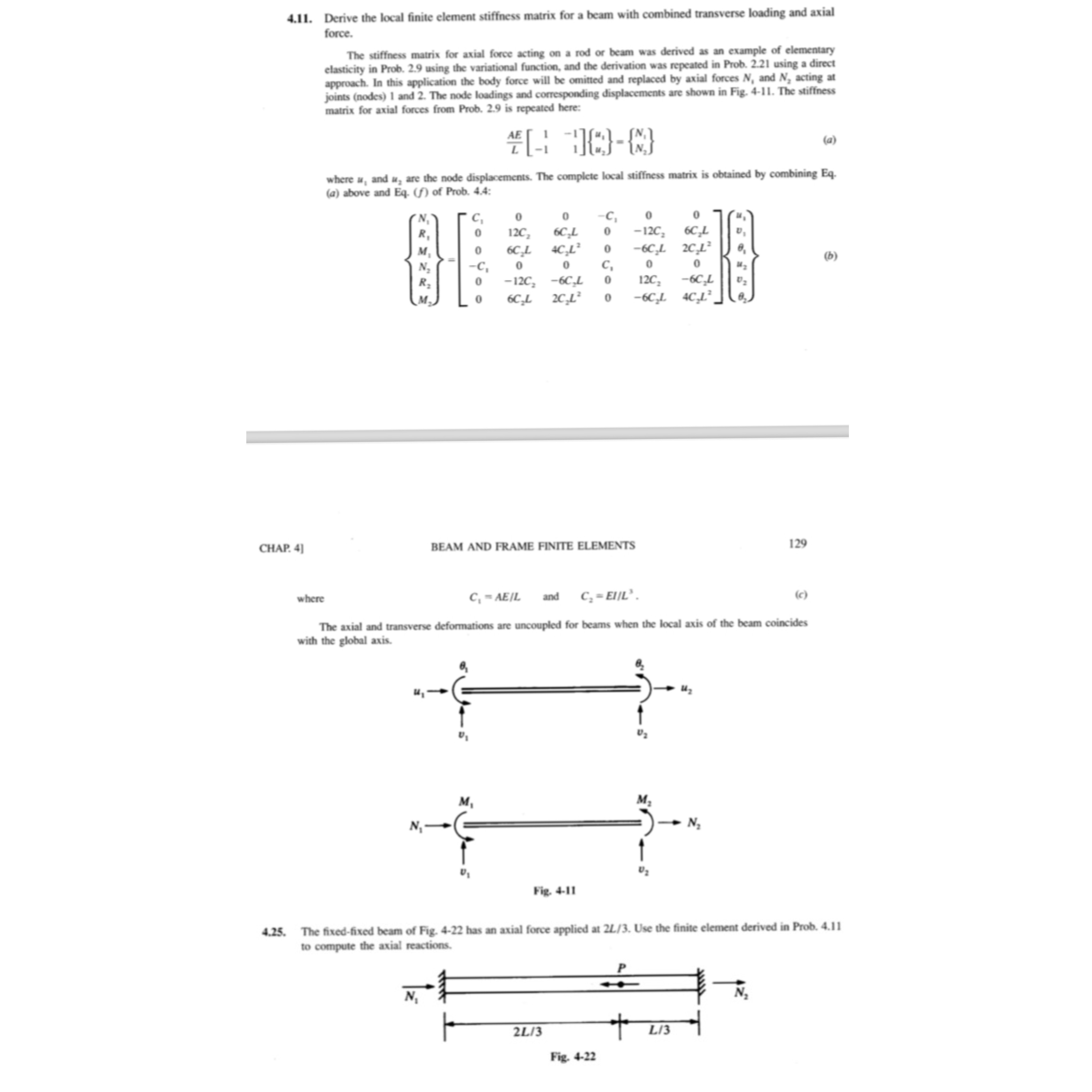 Solved 4.11. ﻿Derive the local finite element stiffness | Chegg.com