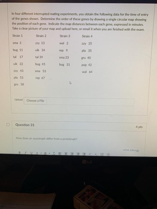 Solved In four different interrupted mating experiments, you | Chegg.com