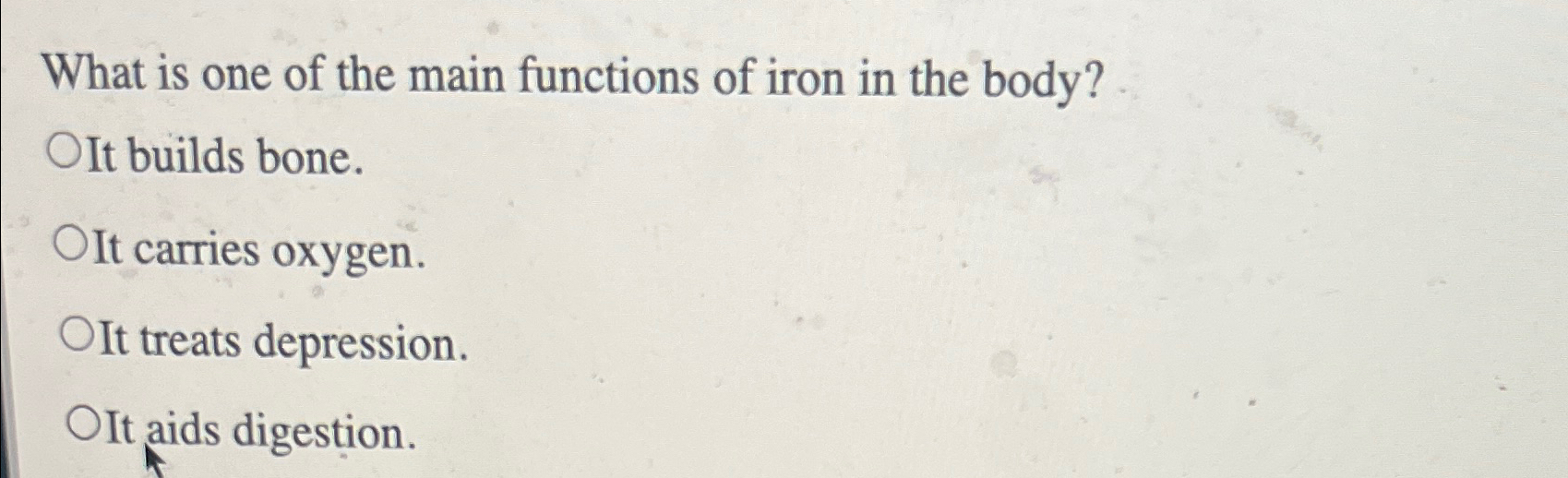 Solved What is one of the main functions of iron in the | Chegg.com