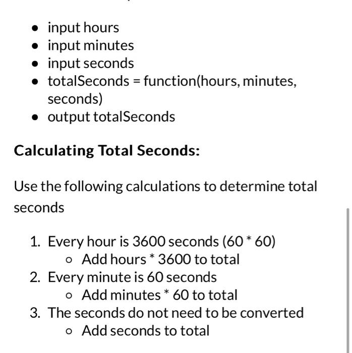 Solved Objective: Create a function that converts hours, | Chegg.com