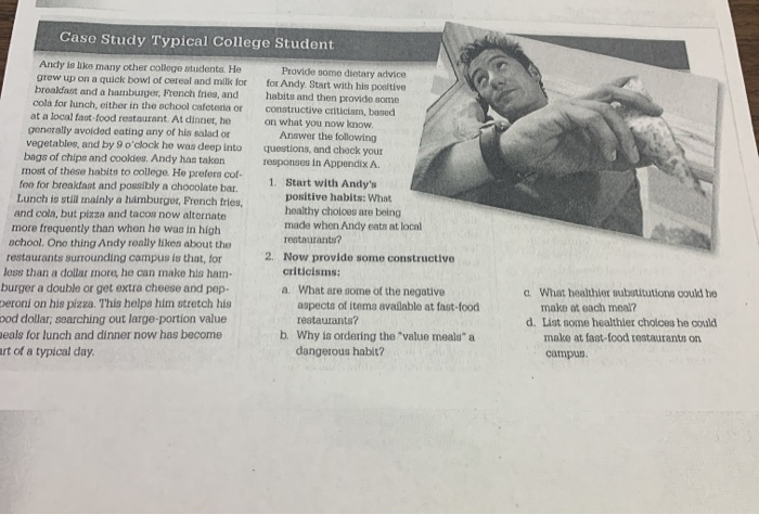 Case Study Typical College Student Andy is like many | Chegg.com