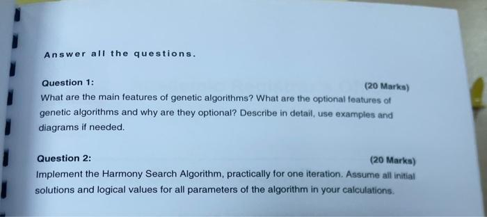 Solved Question 1: (20 Marka) What are the main features of | Chegg.com