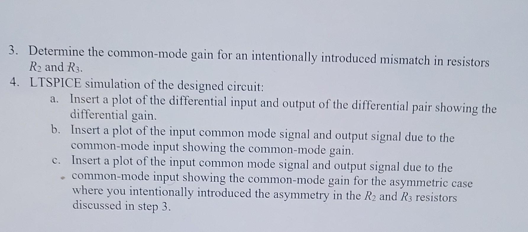 Solved 3. Determine the common-mode gain for an | Chegg.com