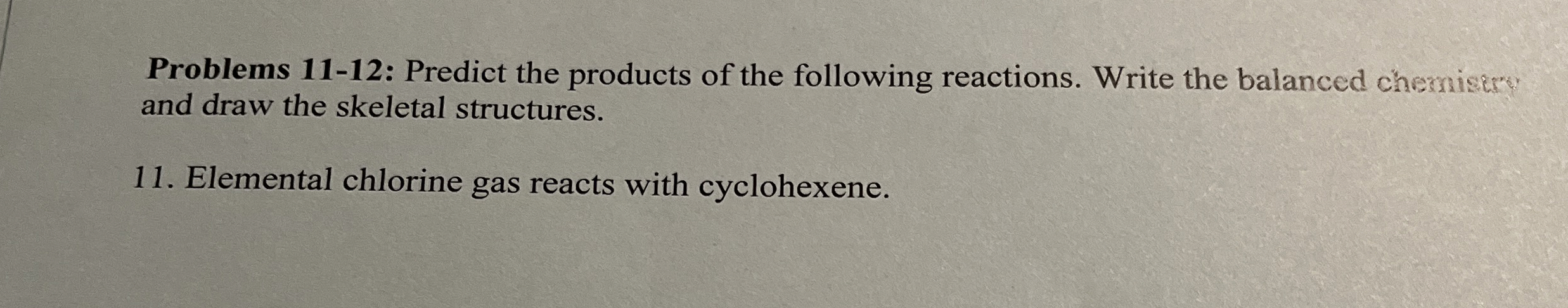 Solved Problems 11-12: Predict the products of the following | Chegg.com