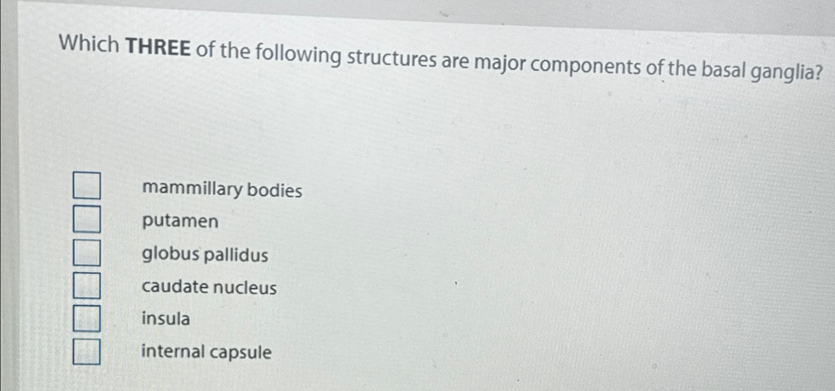 Solved Which THREE of the following structures are major | Chegg.com
