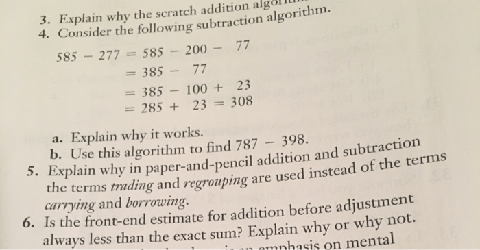 Solved 3. Explain why the scratch addition algorithm 4. | Chegg.com