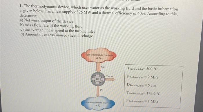 Solved 1- The thermodynamic device, which uses water as the | Chegg.com