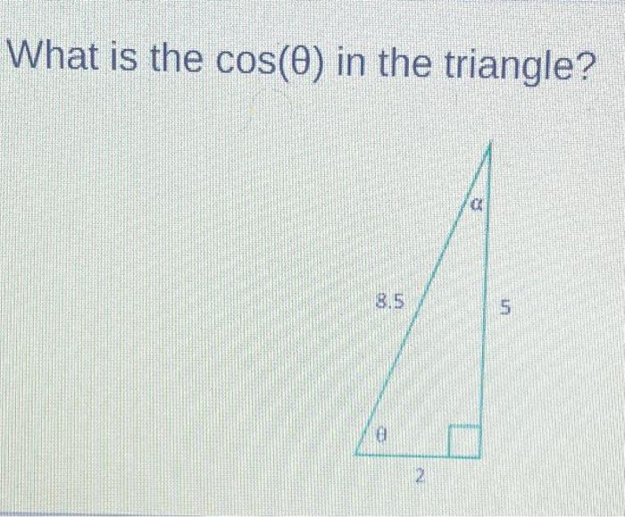 Solved What is the cos(θ) in the triangle? | Chegg.com