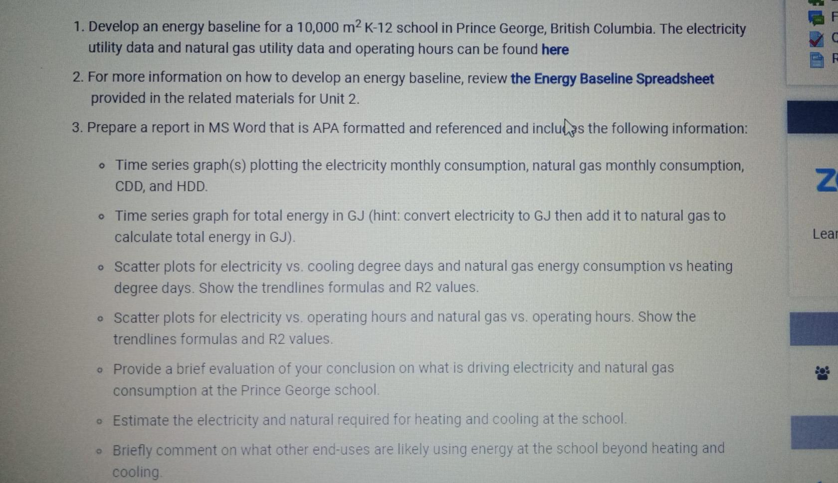 F 1. Develop an energy baseline for a 10,000 m2 K-12 | Chegg.com