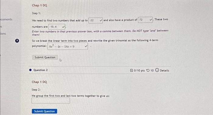 Solved We need to find two numbers that add up to and also | Chegg.com