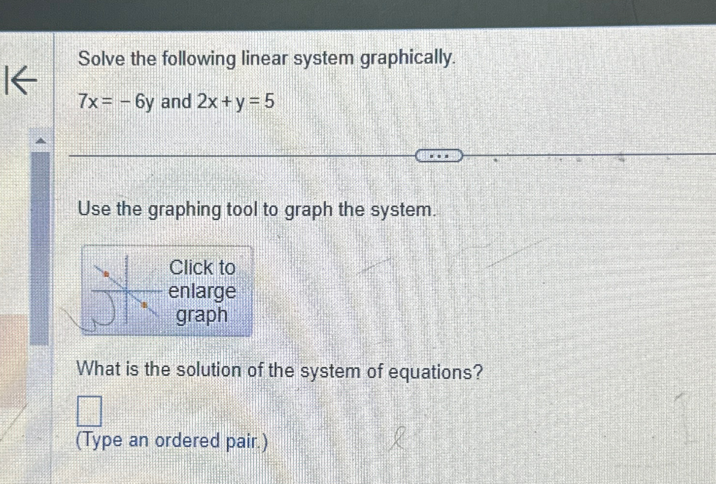 Solve the following linear system graphically.7x=-6y | Chegg.com