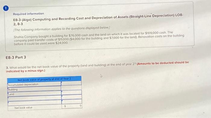 Solved Required Information E8-3 (Algo) Computing and | Chegg.com