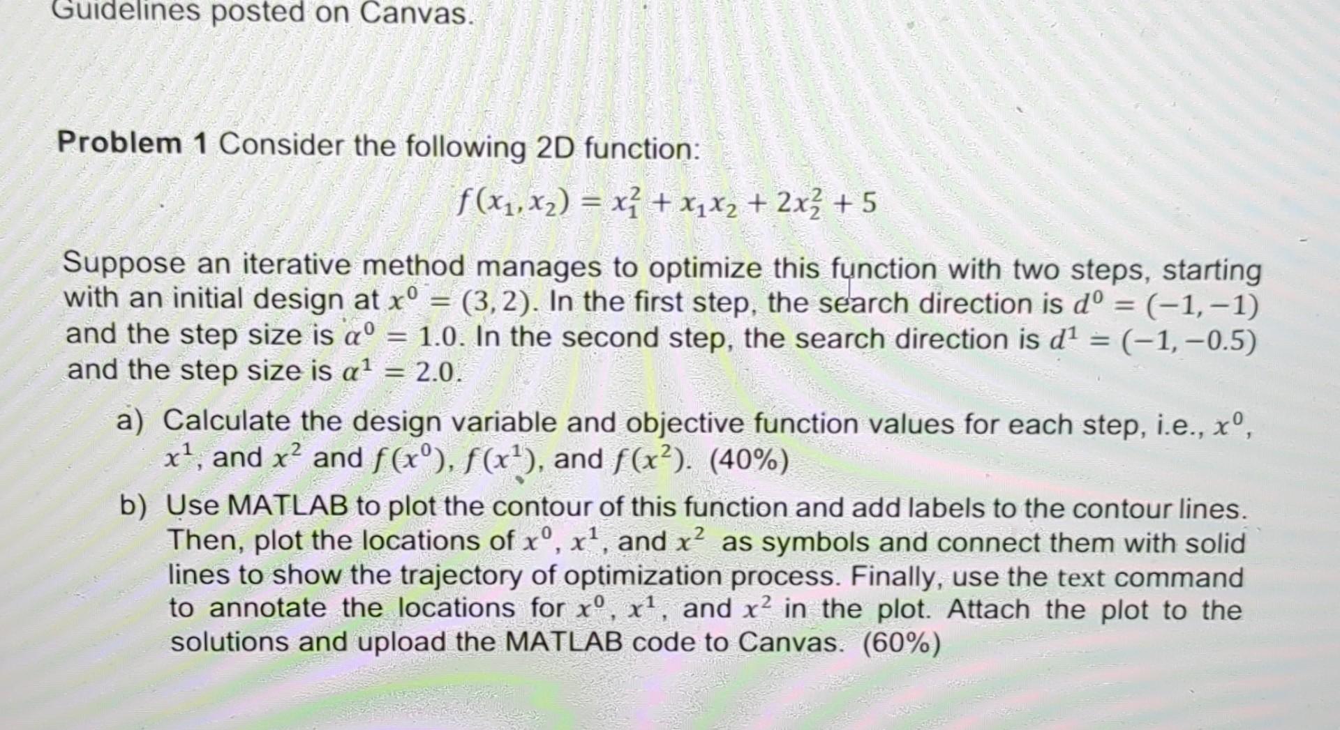 Problem 1 Consider the following 2D function: | Chegg.com