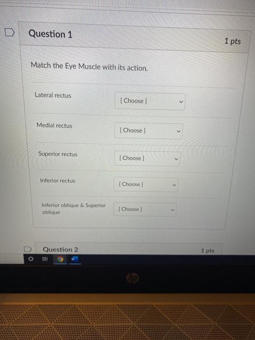 Solved Question 1 1 pts Match the Eye Muscle with its | Chegg.com