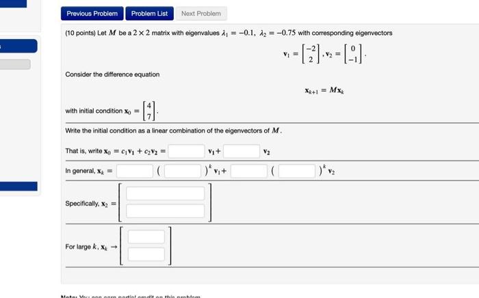 Solved Previous Problem Problem List Next Problem (10 | Chegg.com