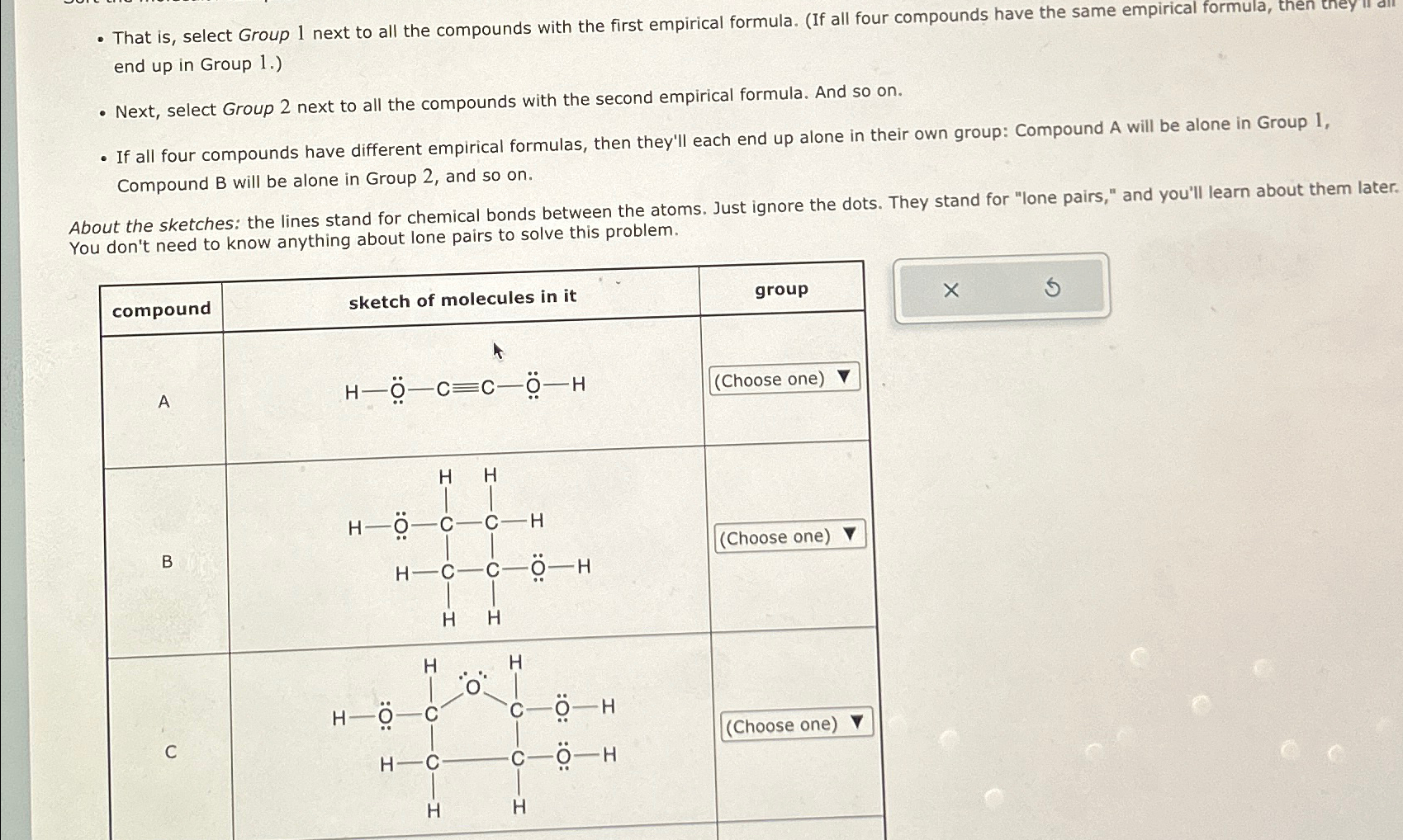 Solved That is, ﻿select Group 1 ﻿next to all the compounds | Chegg.com
