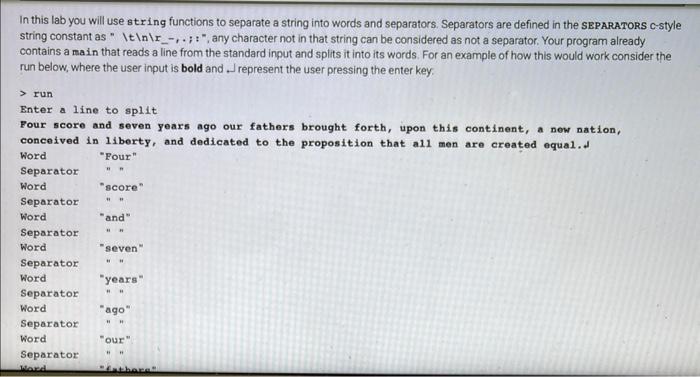 Solved In this lab you will use string functions to separate | Chegg.com