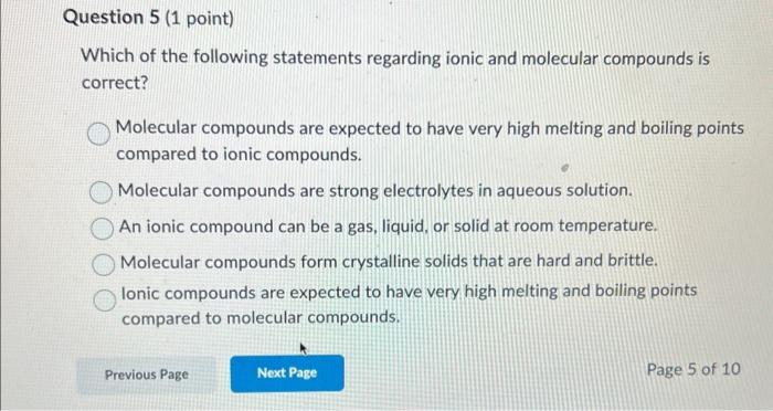 Solved Which of the following statements regarding ionic and | Chegg.com