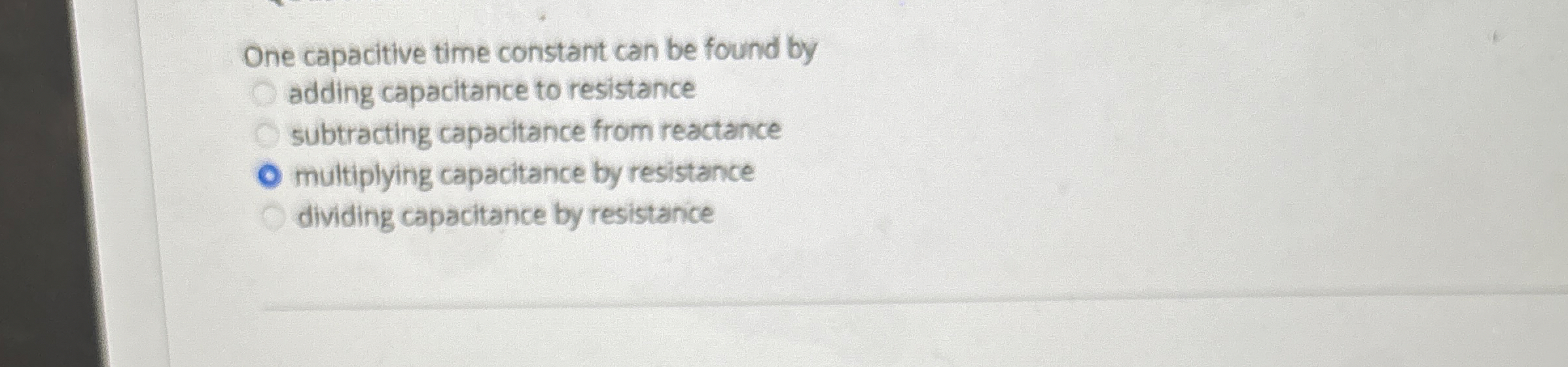 Solved One capacitive time constant can be found byadding | Chegg.com