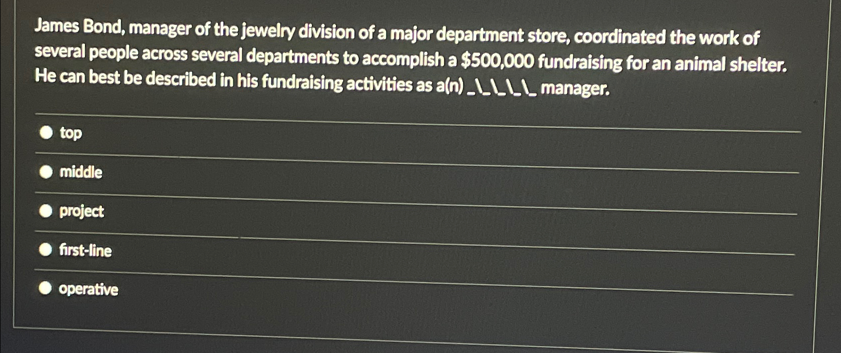 Solved James Bond, manager of the jewelry division of a | Chegg.com