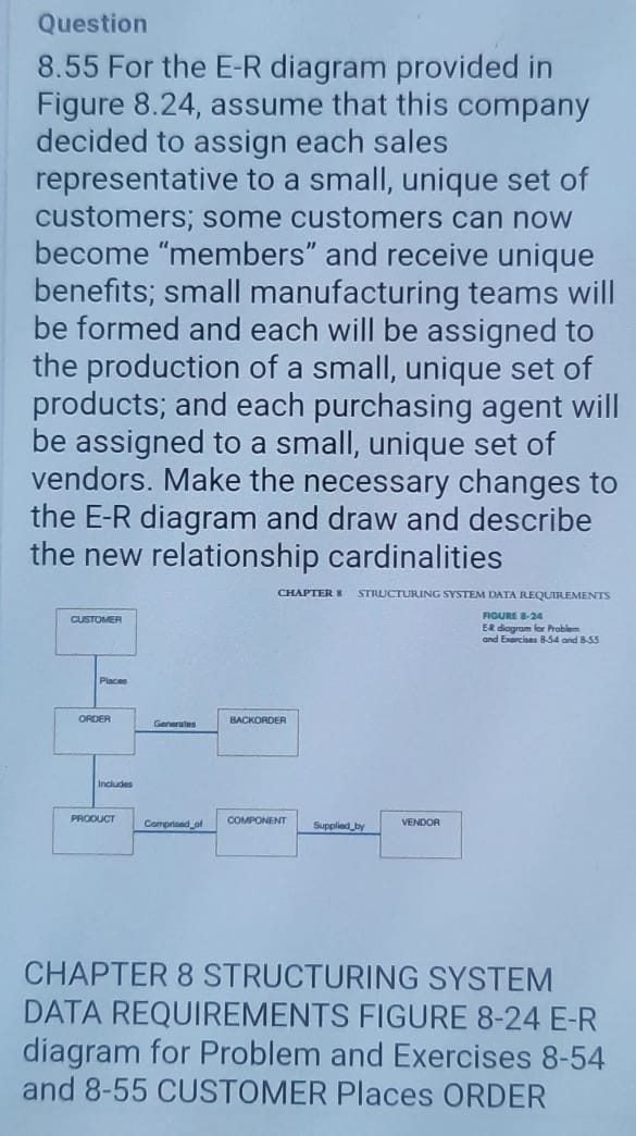 Solved Question8.55 ﻿For the E-R diagram provided in Figure | Chegg.com