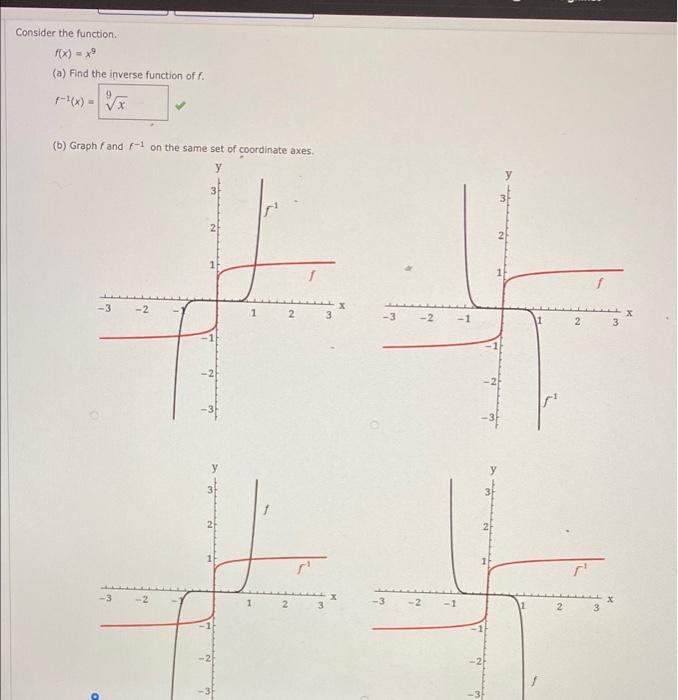 Solved Consider the function. f(x) = 9 (a) Find the inverse | Chegg.com