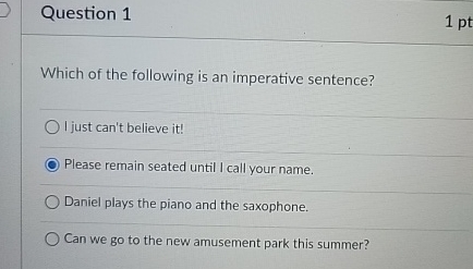 Solved Question 1Which of the following is an imperative | Chegg.com