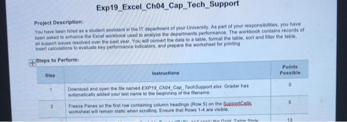Solved Exp19_Excel_Ch04_Cap_Tech_Support Project | Chegg.com