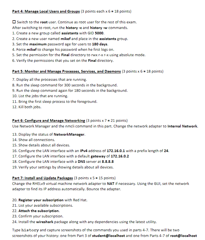 Solved Part 4: Manage Local Users and Groups (3 ﻿points each | Chegg.com