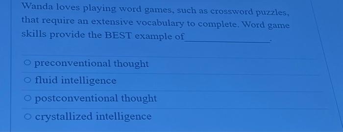 Solved Wanda loves playing word games, such as crossword | Chegg.com