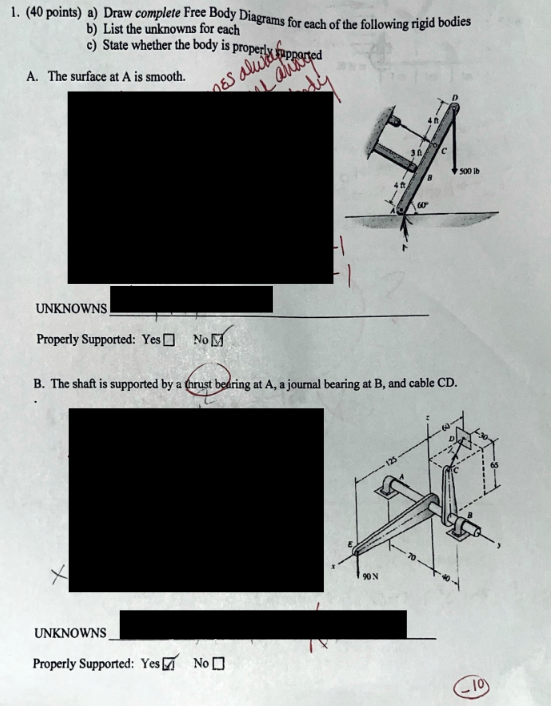 Solved a) ﻿Draw complete Free Body Diagrams for each of the | Chegg.com