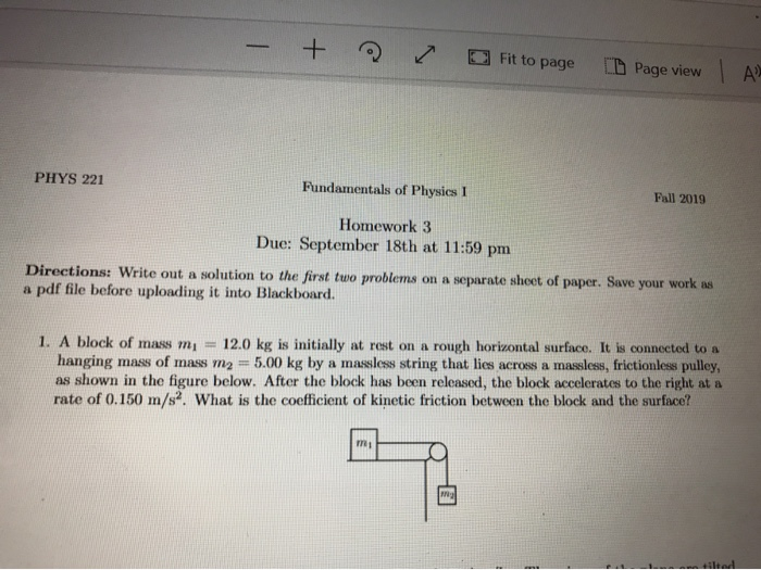 Solved a block of mass m1=12.0kg is initially at rest on a | Chegg.com
