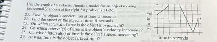 Solved Use the graph of a velocity function model for an | Chegg.com