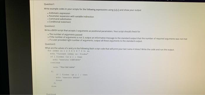 Solved Question: Write ample codes in your scripts for the | Chegg.com
