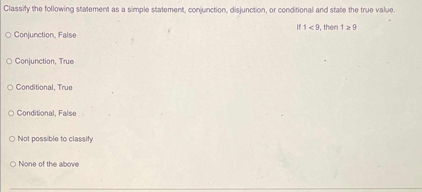 Solved Classify the following statement as a simple | Chegg.com