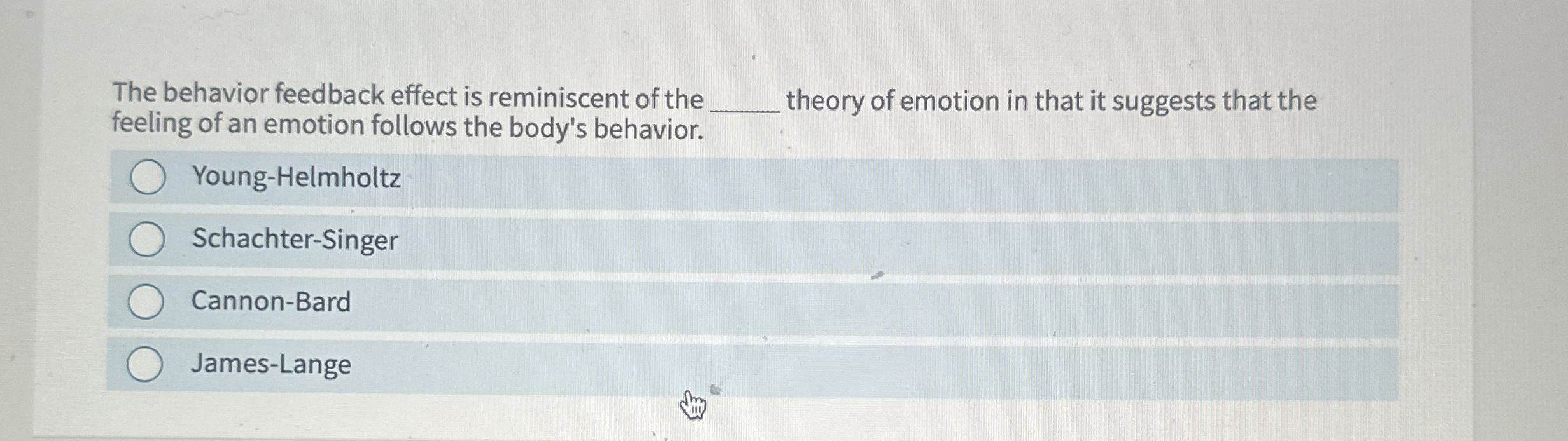 Solved The behavior feedback effect is reminiscent of the | Chegg.com