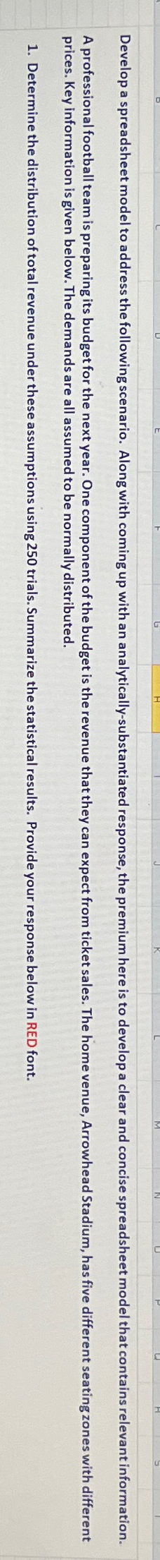 Solved Develop a spreadsheet model to address the following | Chegg.com