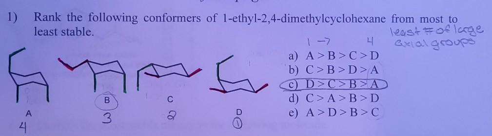 Solved 1) Rank the following conformers of | Chegg.com
