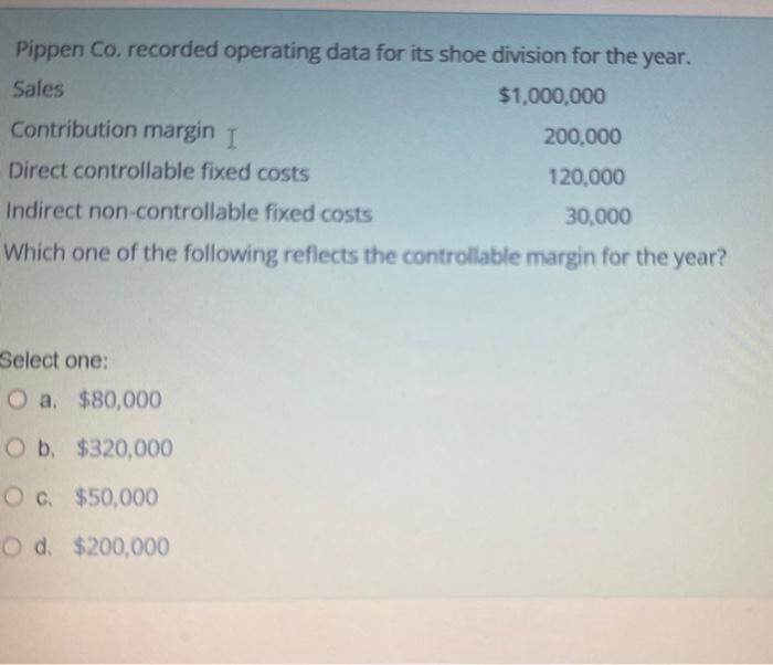 Solved Pippen Co. recorded operating data for its shoe | Chegg.com
