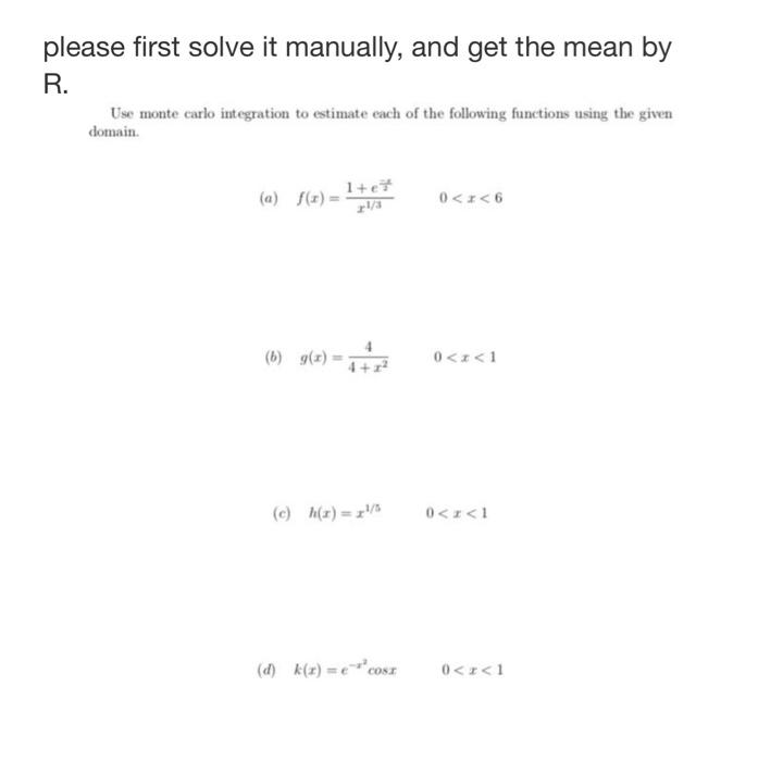 Solved please first solve it manually, and get the mean by | Chegg.com