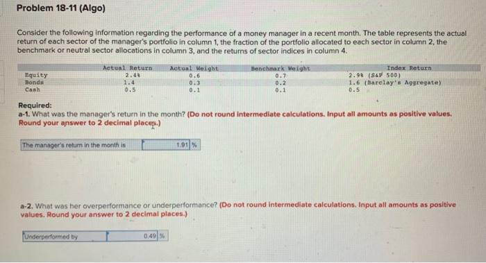 Solved b. What was the contribution of security selection to | Chegg.com