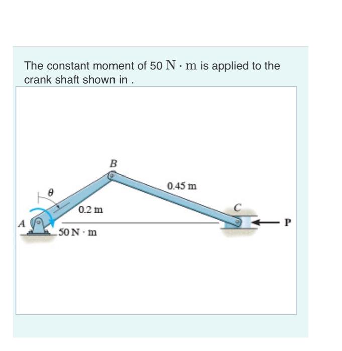 Solved The constant moment of 50 N⋅m is applied to the crank | Chegg.com