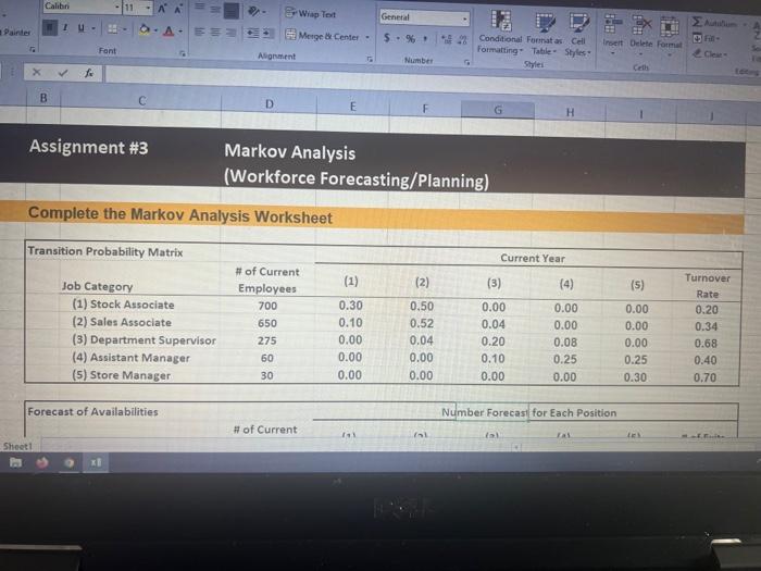 Complete the Markov Analysis Worksheet Assignment #3 | Chegg.com