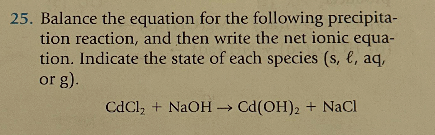Solved Balance the equation for the following precipitation | Chegg.com